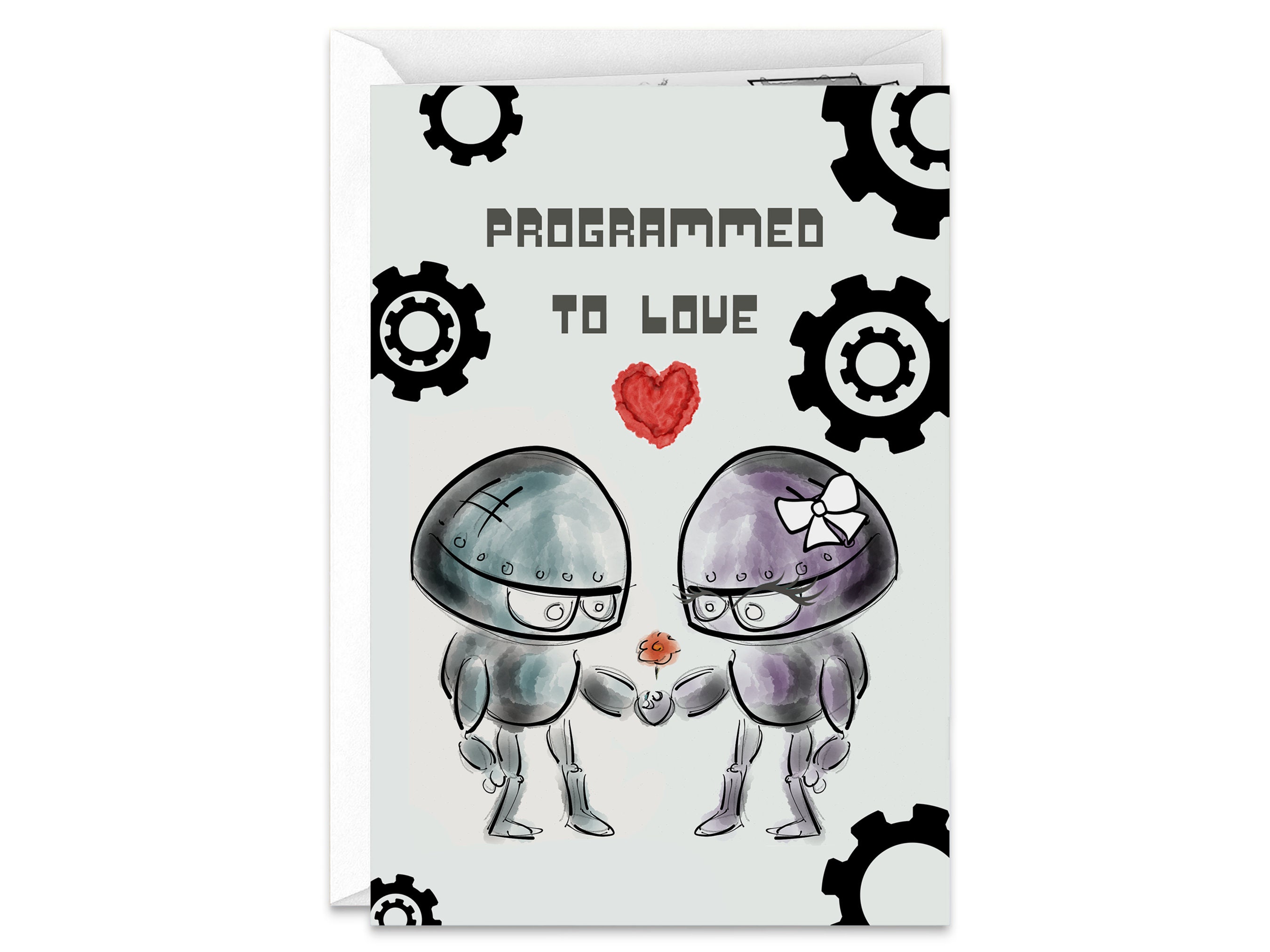 Programmed to Love Robots Happy Birthday Handmade Greeting Card - Etsy