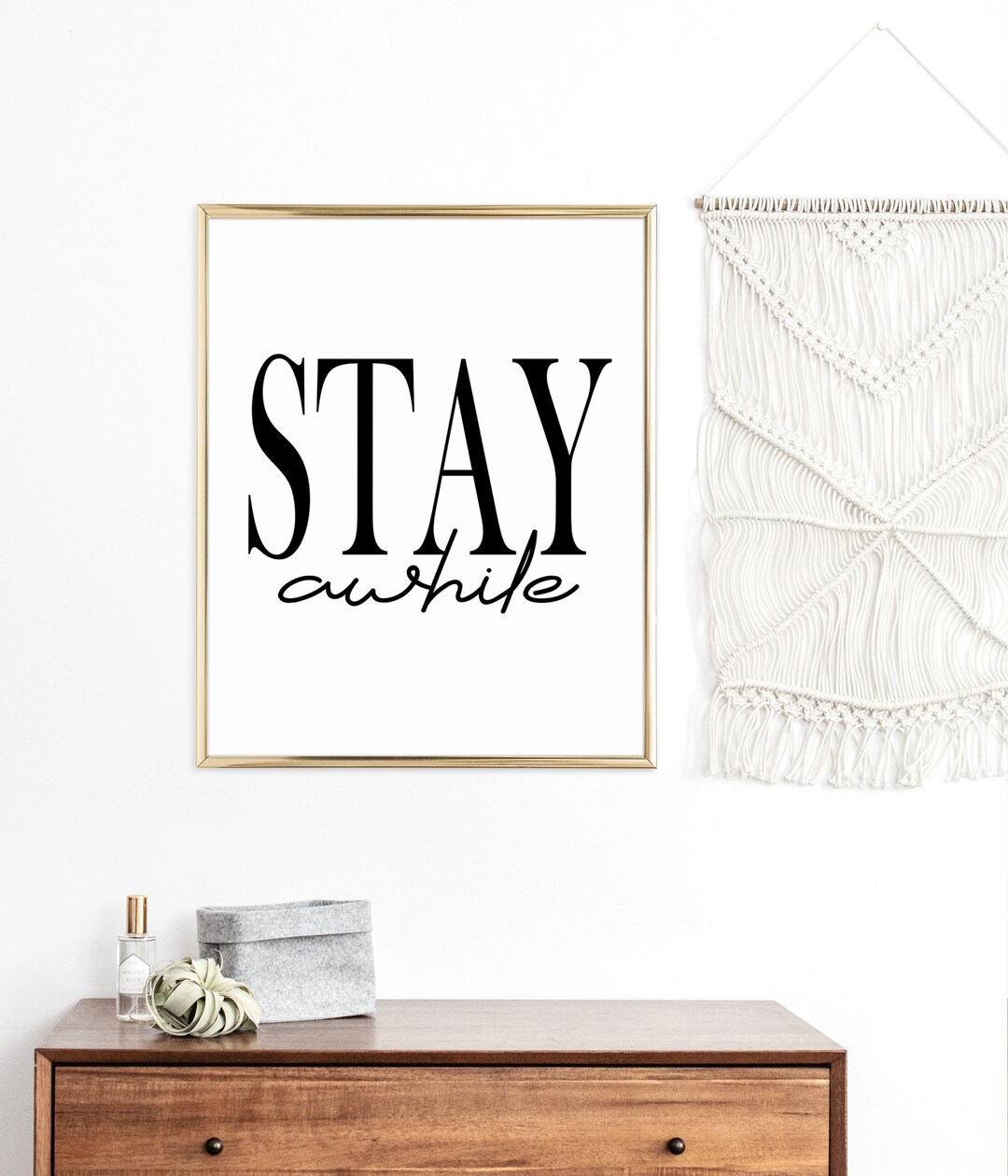 Stay Awhile Printable, Stay Awhile Wall Art, Scandinavian Poster, Guest ...