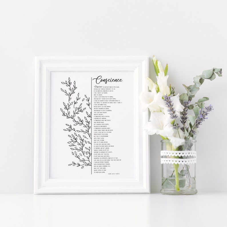 Conscience Poem Printable Henry David Thoreau Poem Poster - Etsy
