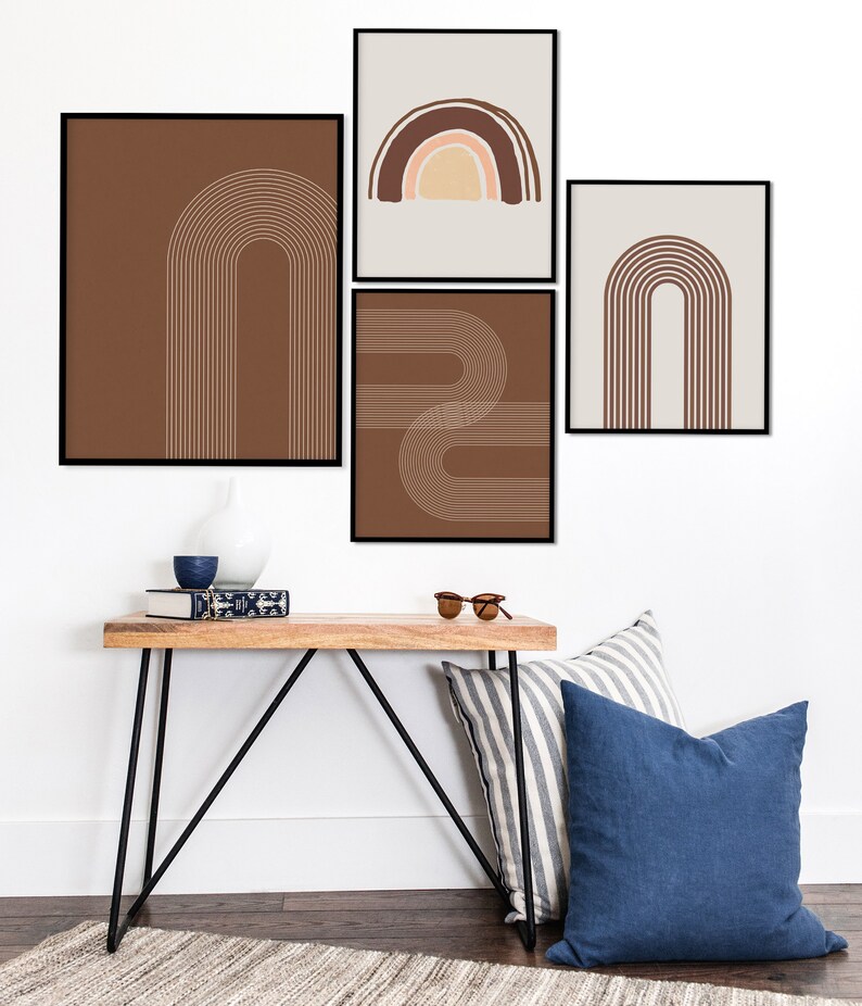 Abstract Neutral Rainbow Art Printable Modern Art Mid - Etsy