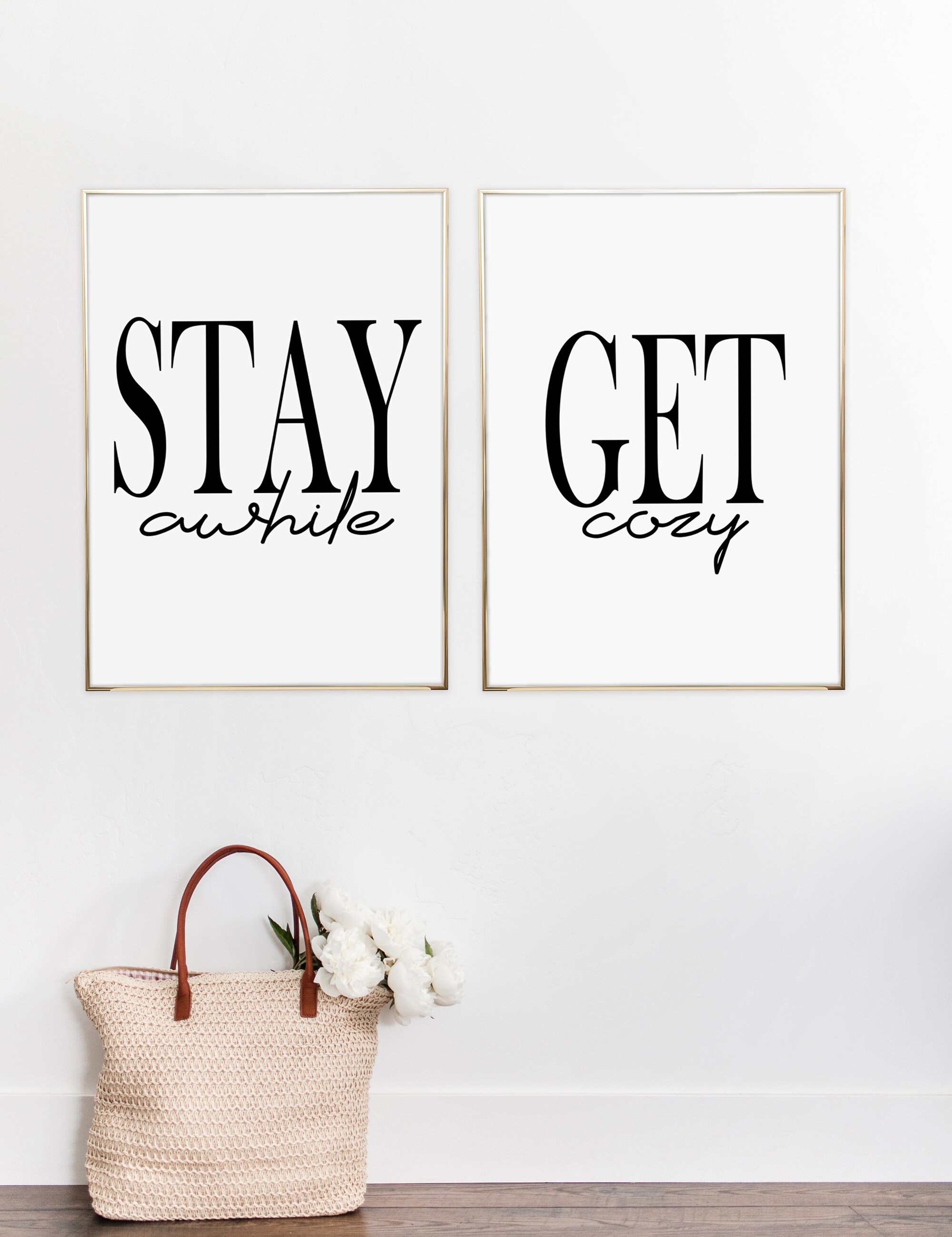 Get Cozy Printable Art, Typography, Bedroom Wall Art, Black and White ...