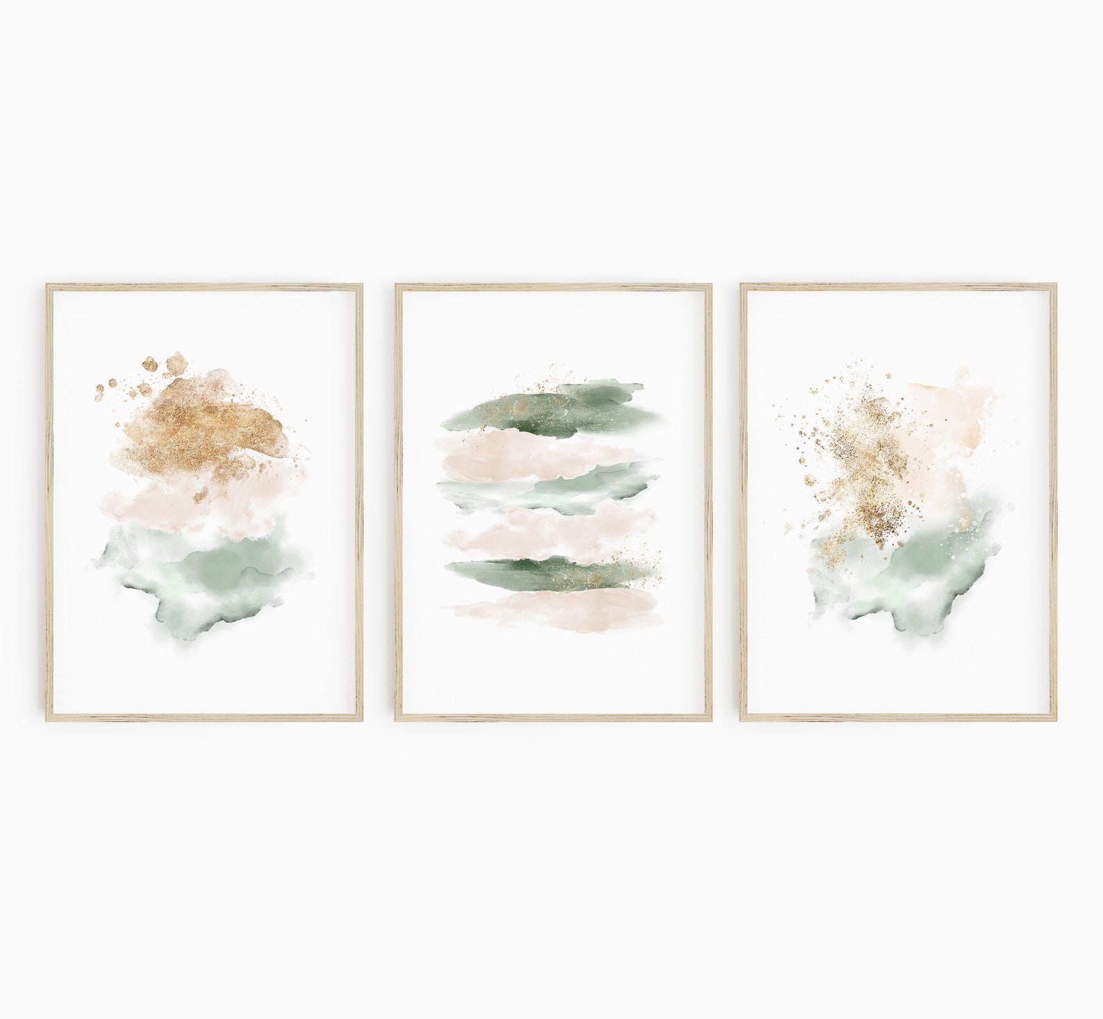 Pink Blush and Gold Abstract Printable Watercolor Print | Etsy