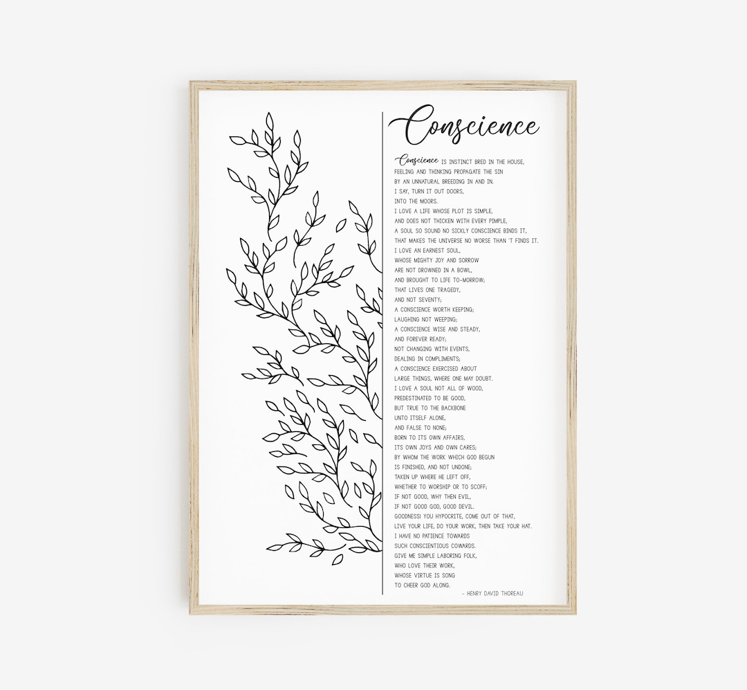 Conscience Poem Printable, Henry David Thoreau Poem Poster, Henry David ...