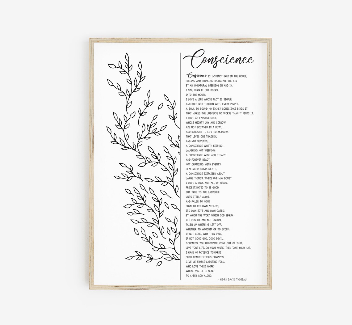 Conscience Poem Printable Henry David Thoreau Poem Poster - Etsy Canada