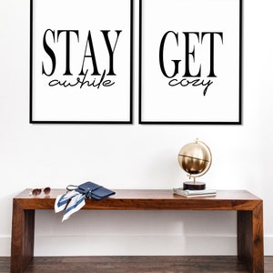 Stay Awhile Printable, Stay Awhile Wall Art, Scandinavian Poster, Guest ...