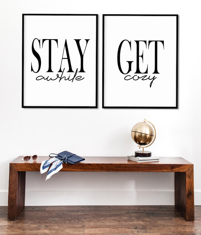 Stay Awhile Printable Stay Awhile Wall Art Scandinavian | Etsy