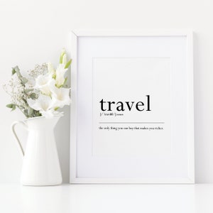 Travel Definition | Printable Travel Quote | Definition Poster | Travel ...