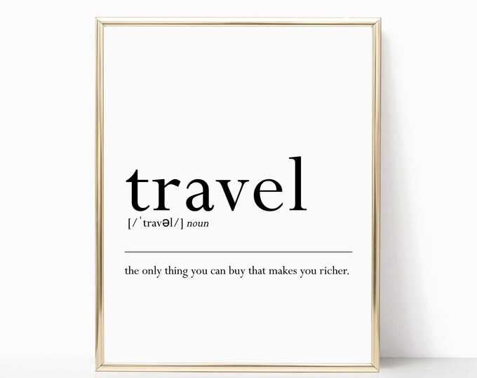Travel Definition Printable Travel Quote Definition Poster | Etsy