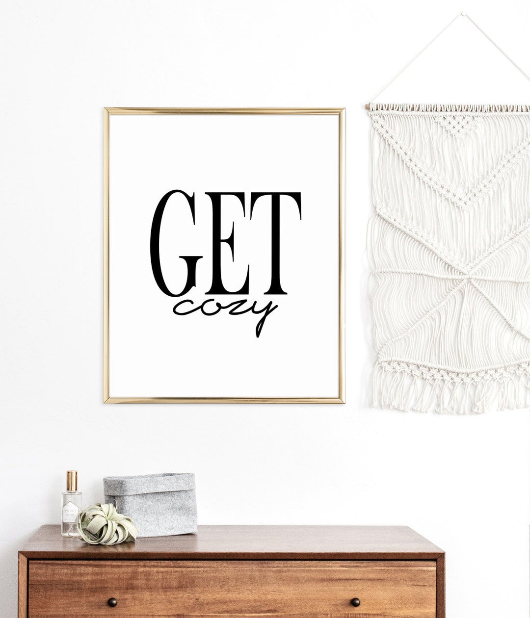 Get Cozy Printable Art, Typography, Bedroom Wall Art, Black and White ...