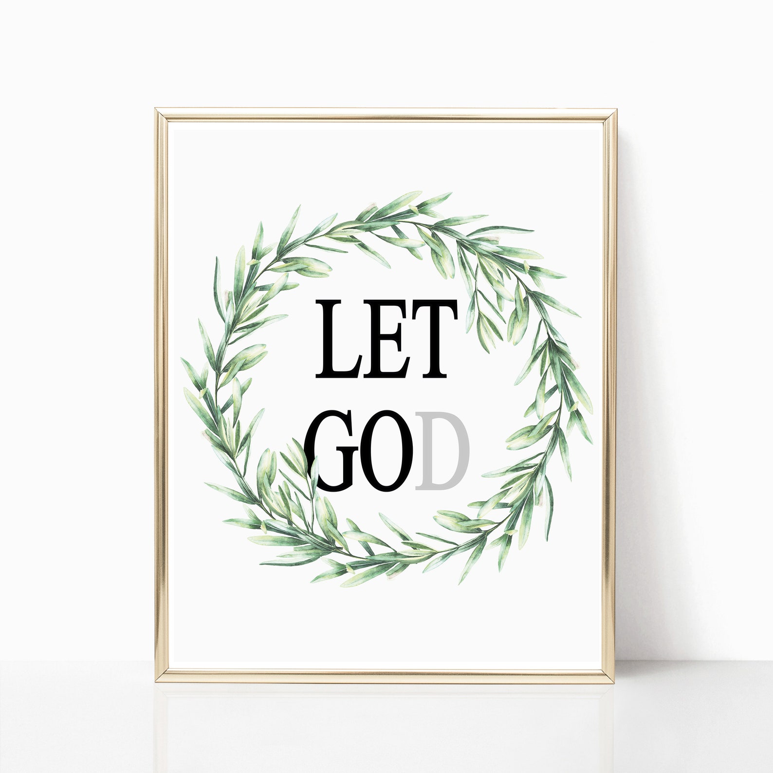 Let Go Let God Art Printable God Art Print Inspirational Scripture ...