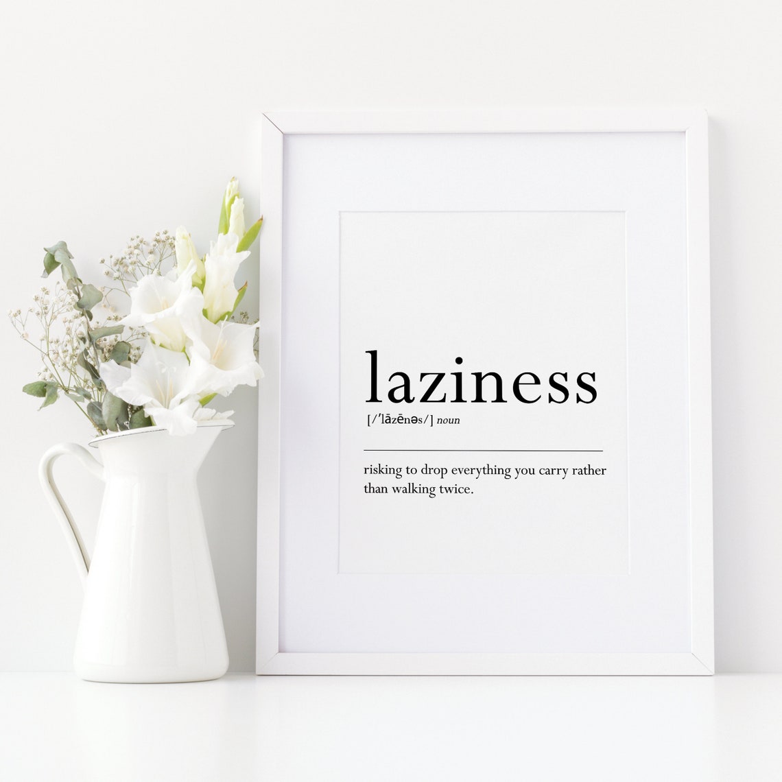 Laziness Definition Art Printable Funny Definition Poster | Etsy