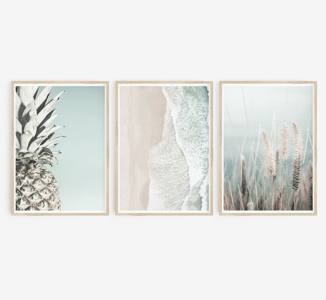 Set of 3 Beach Wall Decor Printables, Beach Coastal Poster, Aerial Sea ...