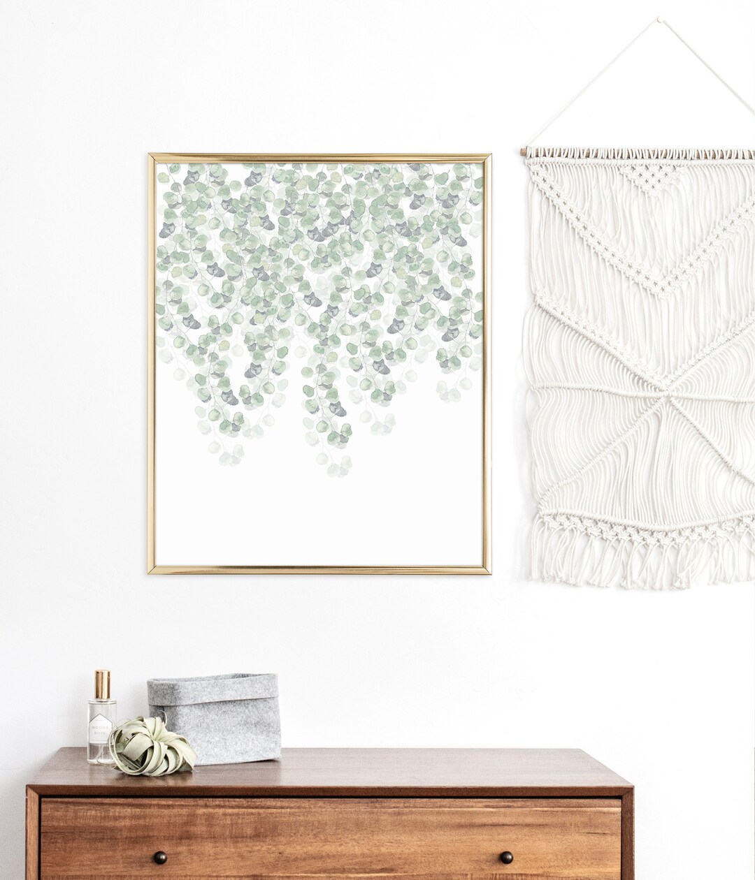 Printable Vine Poster | Green Botanical Wall Art | Vine Watercolor ...