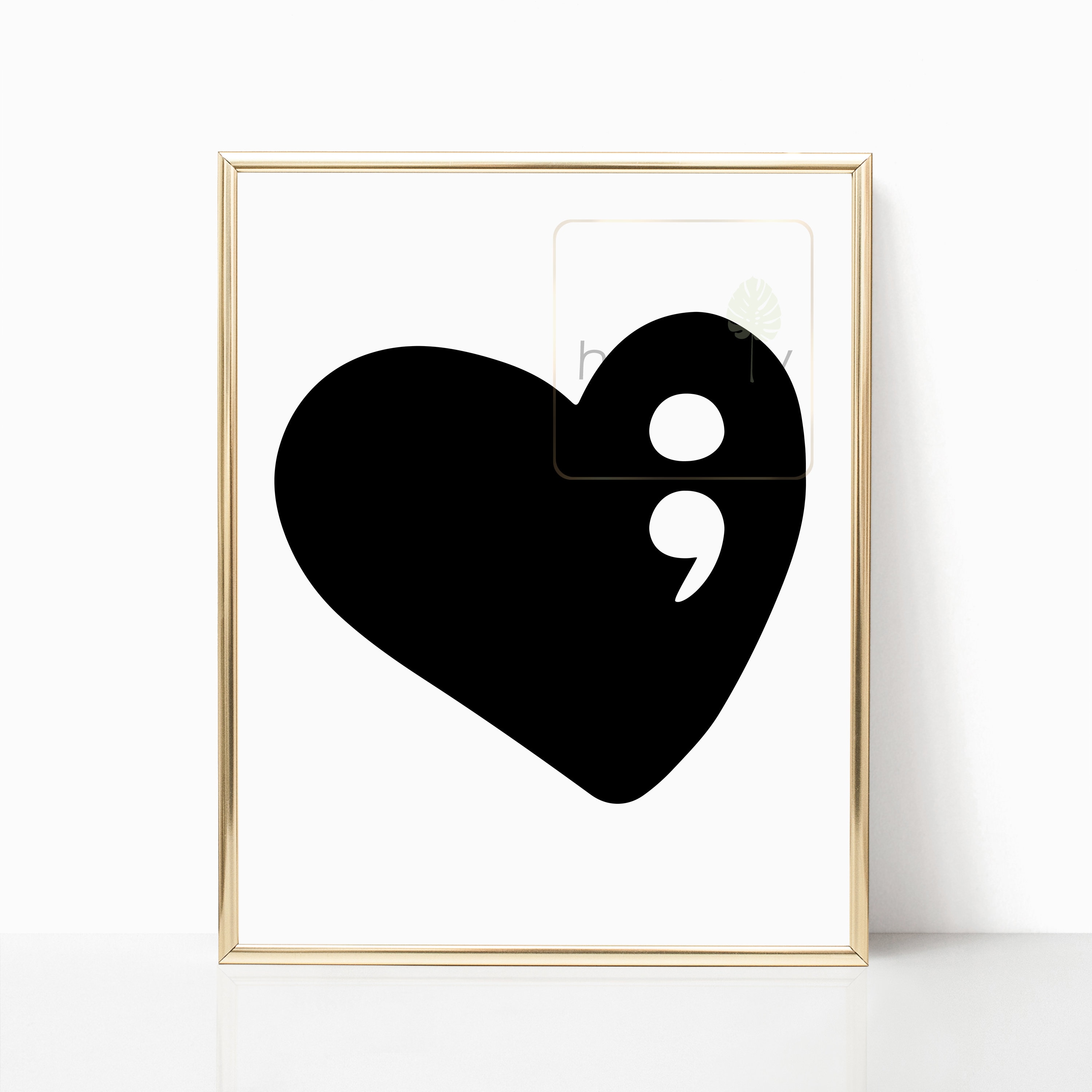 Semicolon Heart Art Print Mental Health Awareness Art | Etsy Semicolon Heart Art Print Mental Health Awareness Art | Etsy