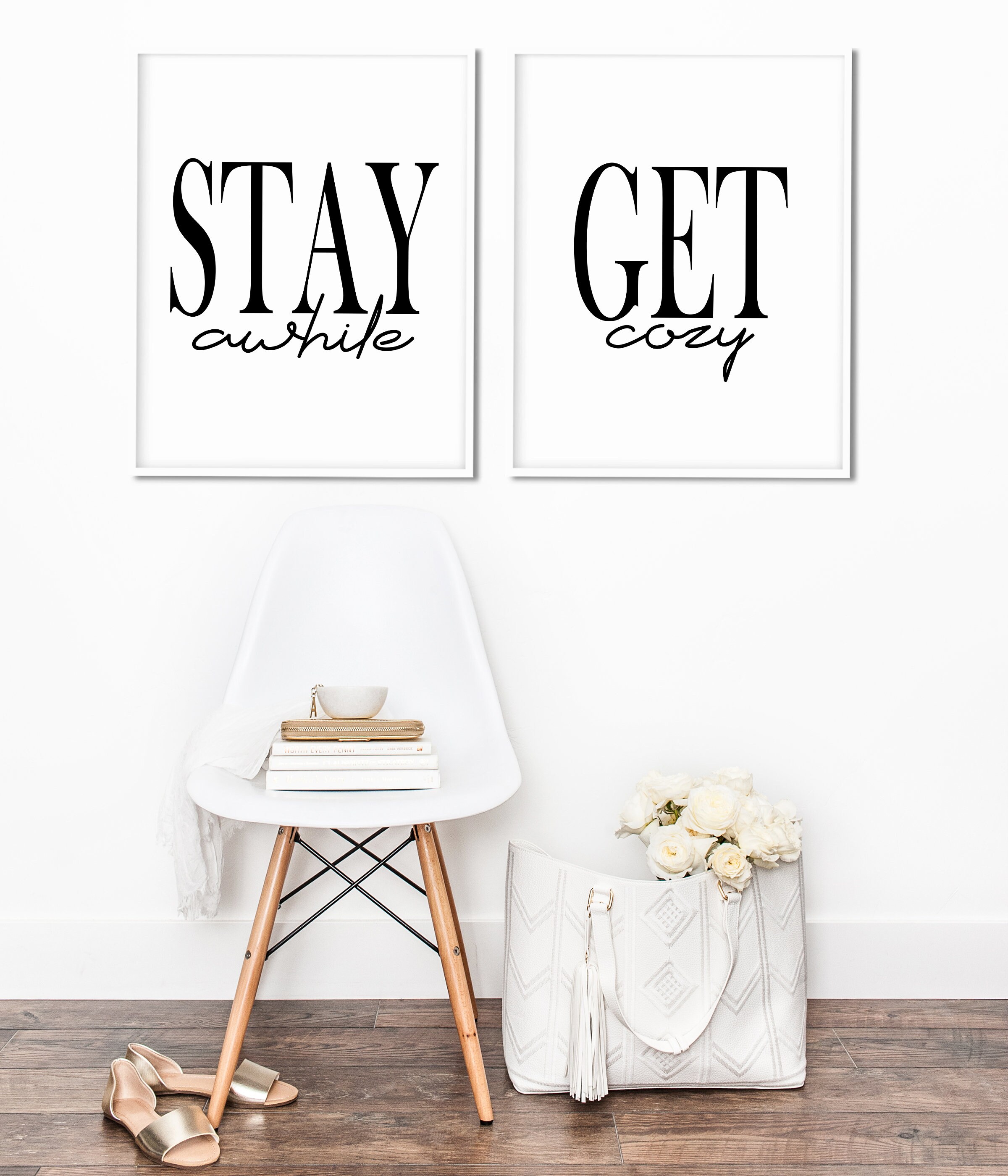 Stay Awhile Printable Stay Awhile Wall Art Scandinavian - Etsy