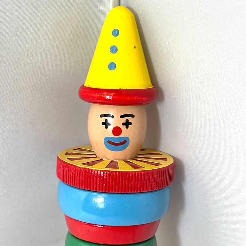 Wooden Clown Toy - Etsy