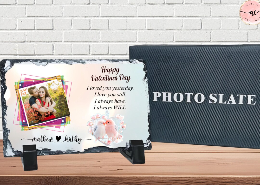 Valentine Day Personalized Photo Slate, Custom Photo Print, Photo Frame ...