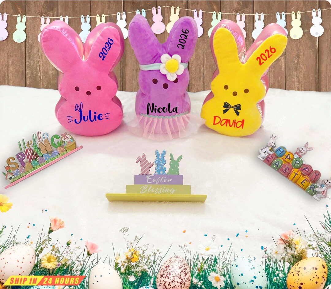 Custom 12” Peeps Bunny Plush, Personalized Easter Bunny With Name,2 ...