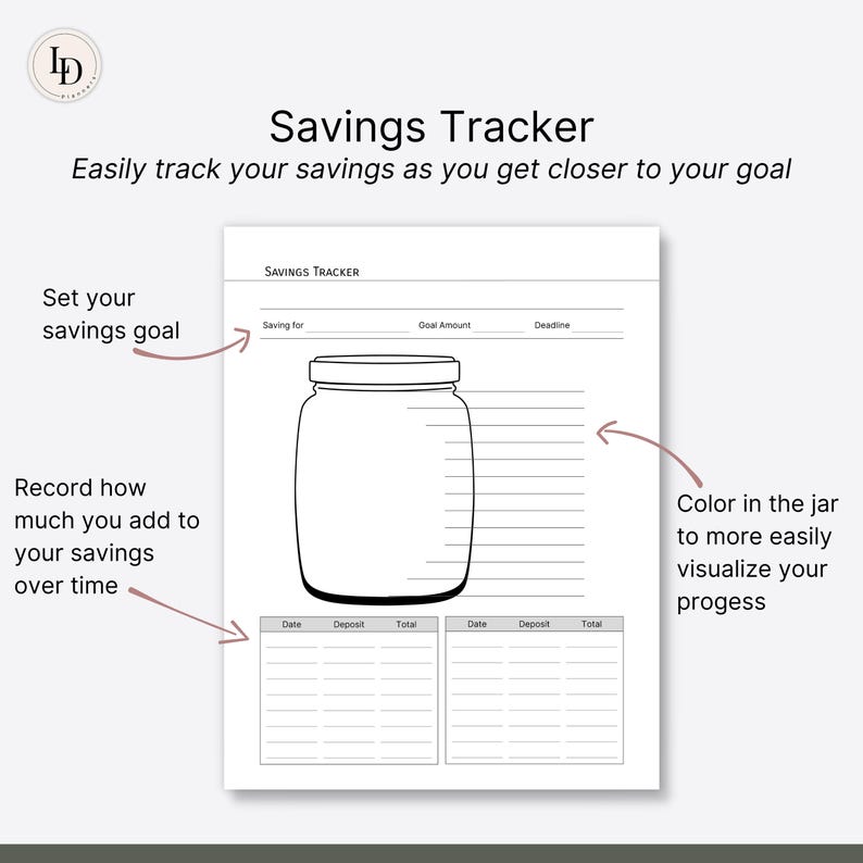 Savings Tracker, Digital Financial Planner Insert (printable PDF ...