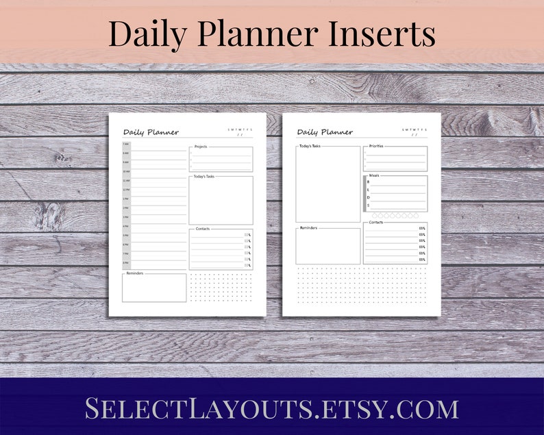 Daily Planner Inserts printable PDF Template | Etsy