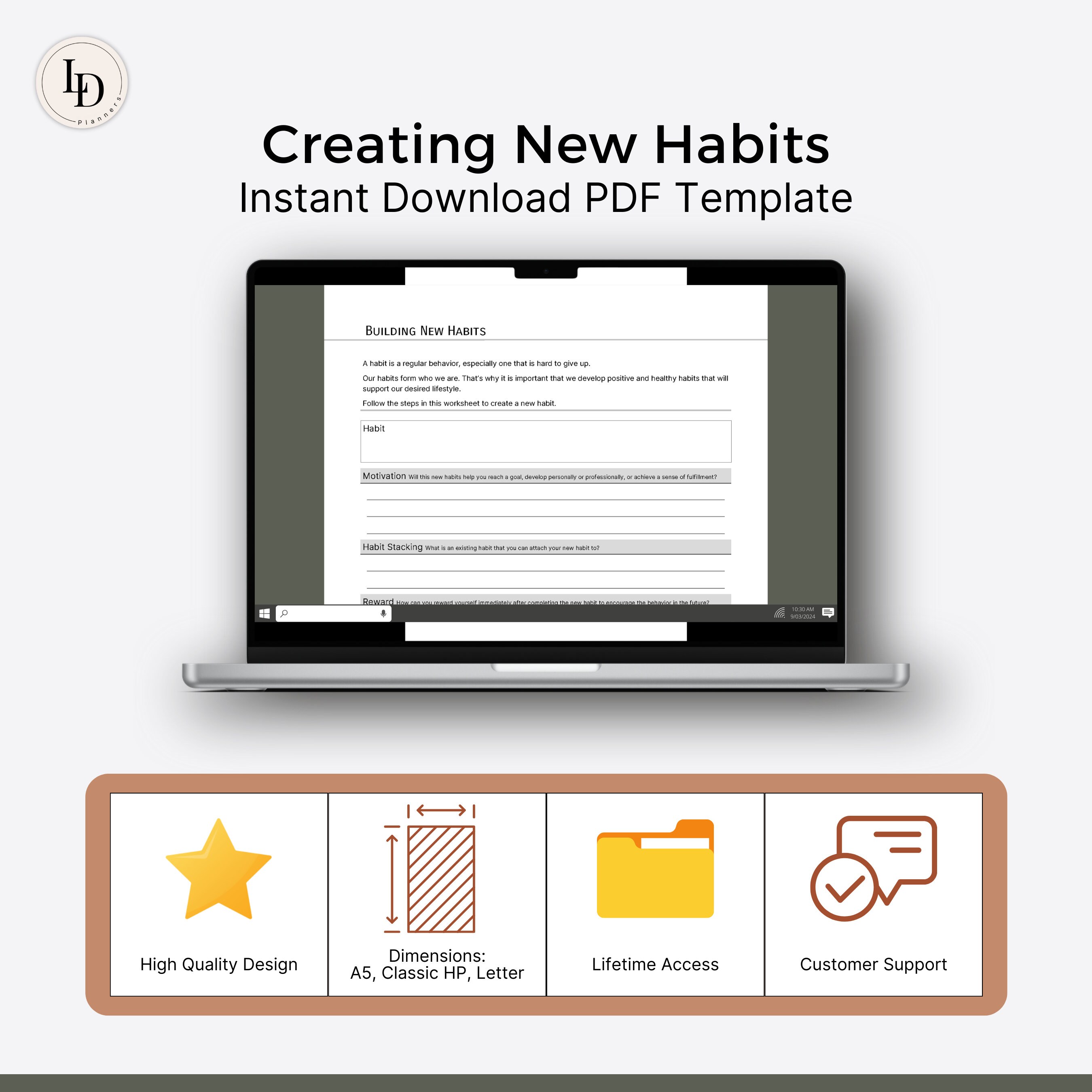 Breaking Bad Habits Worksheet Digital Productivity Planner Insert ...