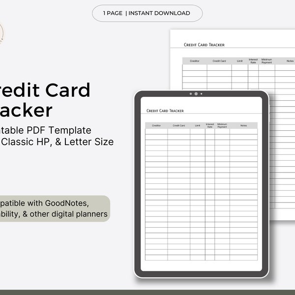 Credit Card Tracker Pdf Template - Etsy