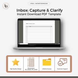 Inbox: Capture & Clarify, GTD Inspired Planner Inserts (printable PDF Template) - Etsy