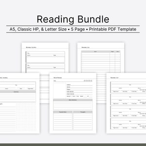 Reading Tracker Bundle | Book Planner Inserts | Digital Planner ...