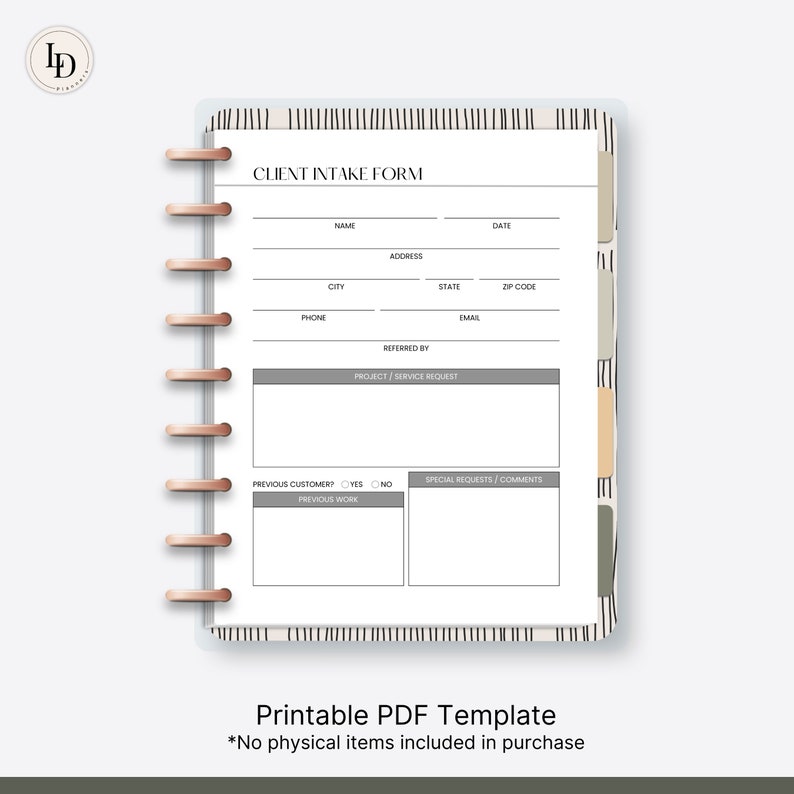 Client Intake Form | Small Business CRM System | Digital Planner Insert | Instant Download ...