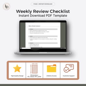 GTD Inspired Weekly Review Checklist, Digital Planner Insert (printable ...