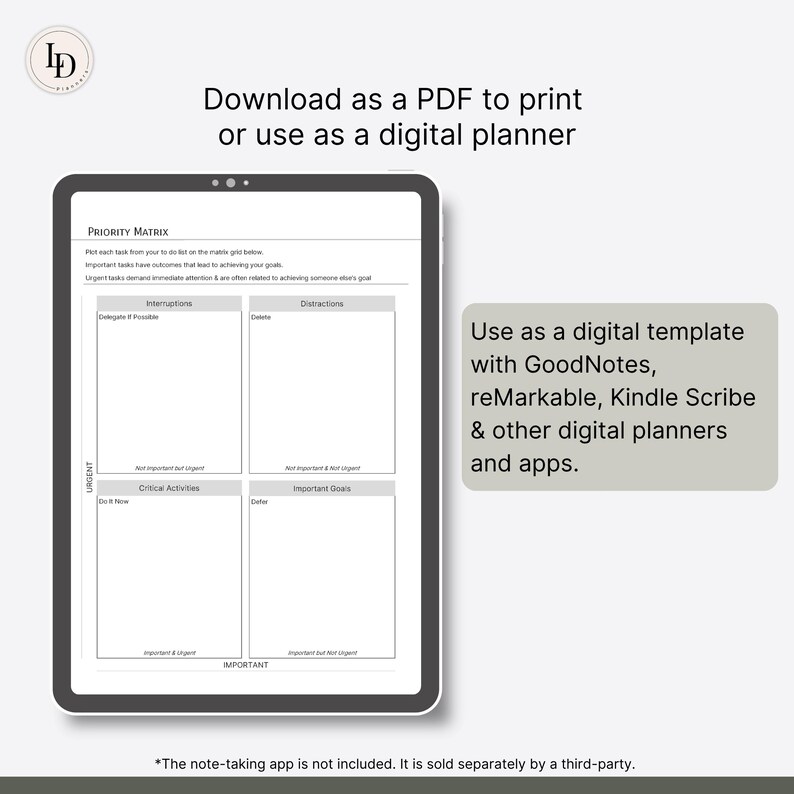 Prioritizing Worksheets, Time Management Digital Planner Inserts ...
