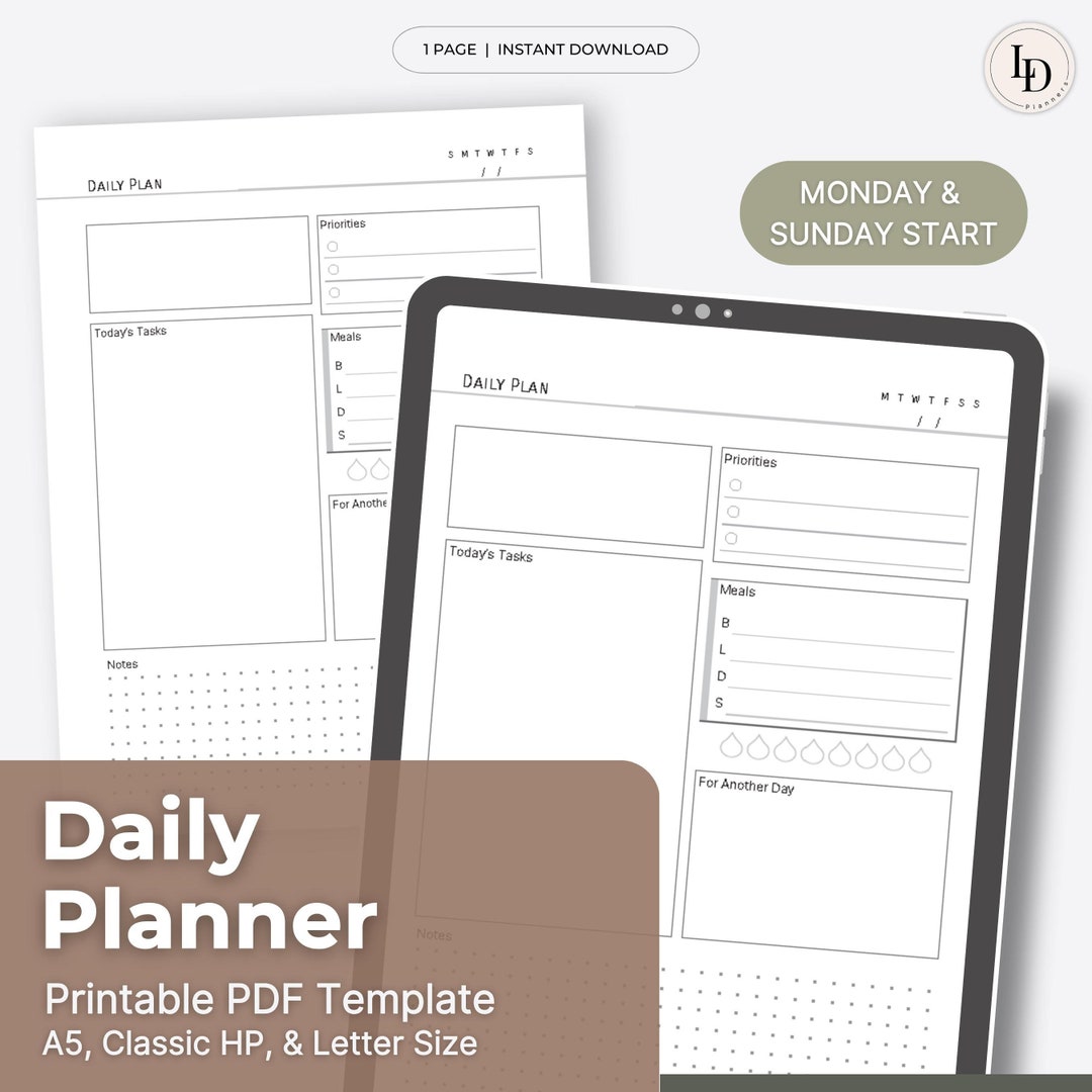 Daily Planner Inserts (printable PDF Template) - Etsy