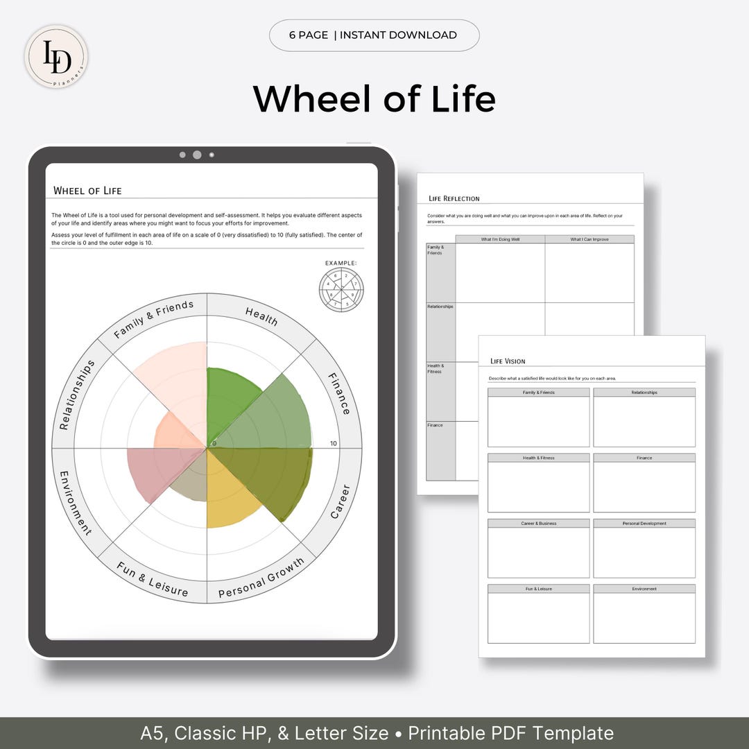 Wheel of Life, Self-assessment Worksheet (printable PDF Template ...