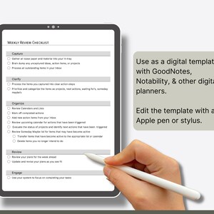 GTD Inspired Weekly Review Checklist, Productivity Planner printable ...