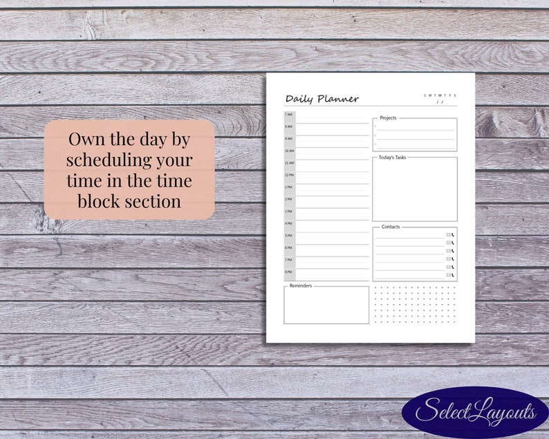 Daily Planner Inserts printable PDF Template | Etsy