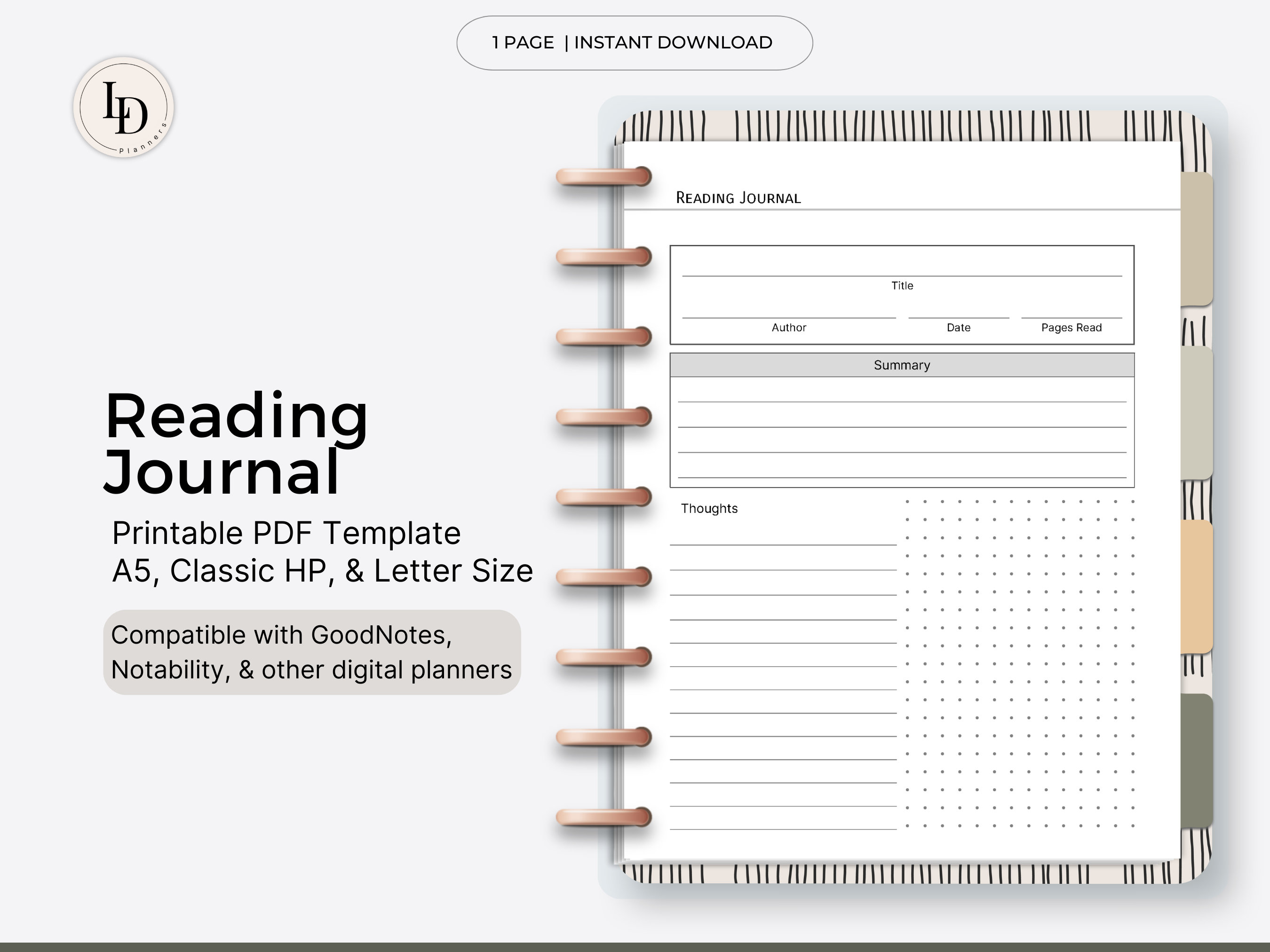 Reading Journal, Reading Worksheets | Academic Planner Inserts for ...