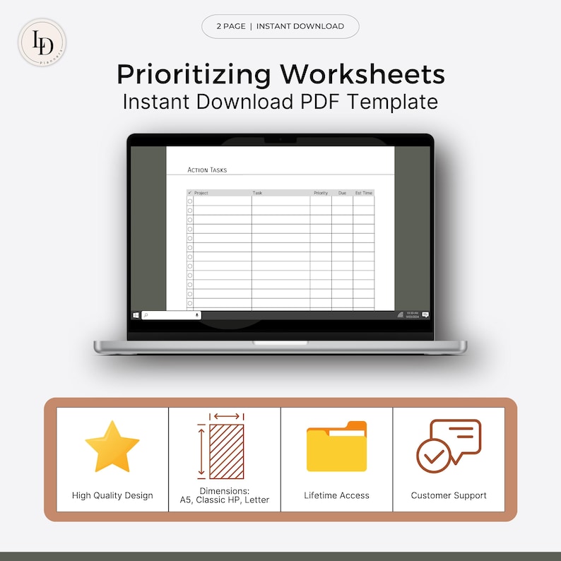 Prioritizing Worksheets, Time Management Digital Planner Inserts ...