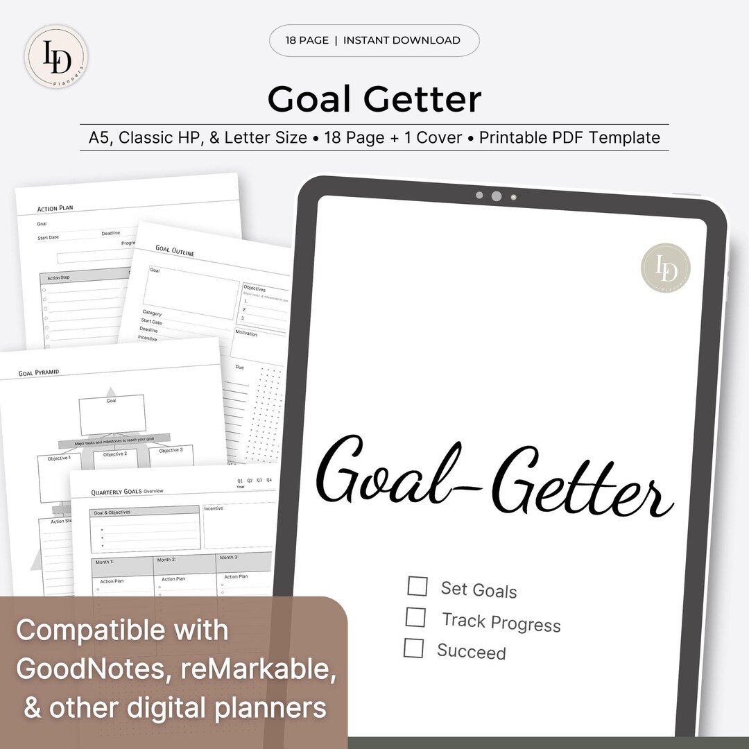 Goal Getter, Digital Planner Inserts (printable PDF Template) - Etsy