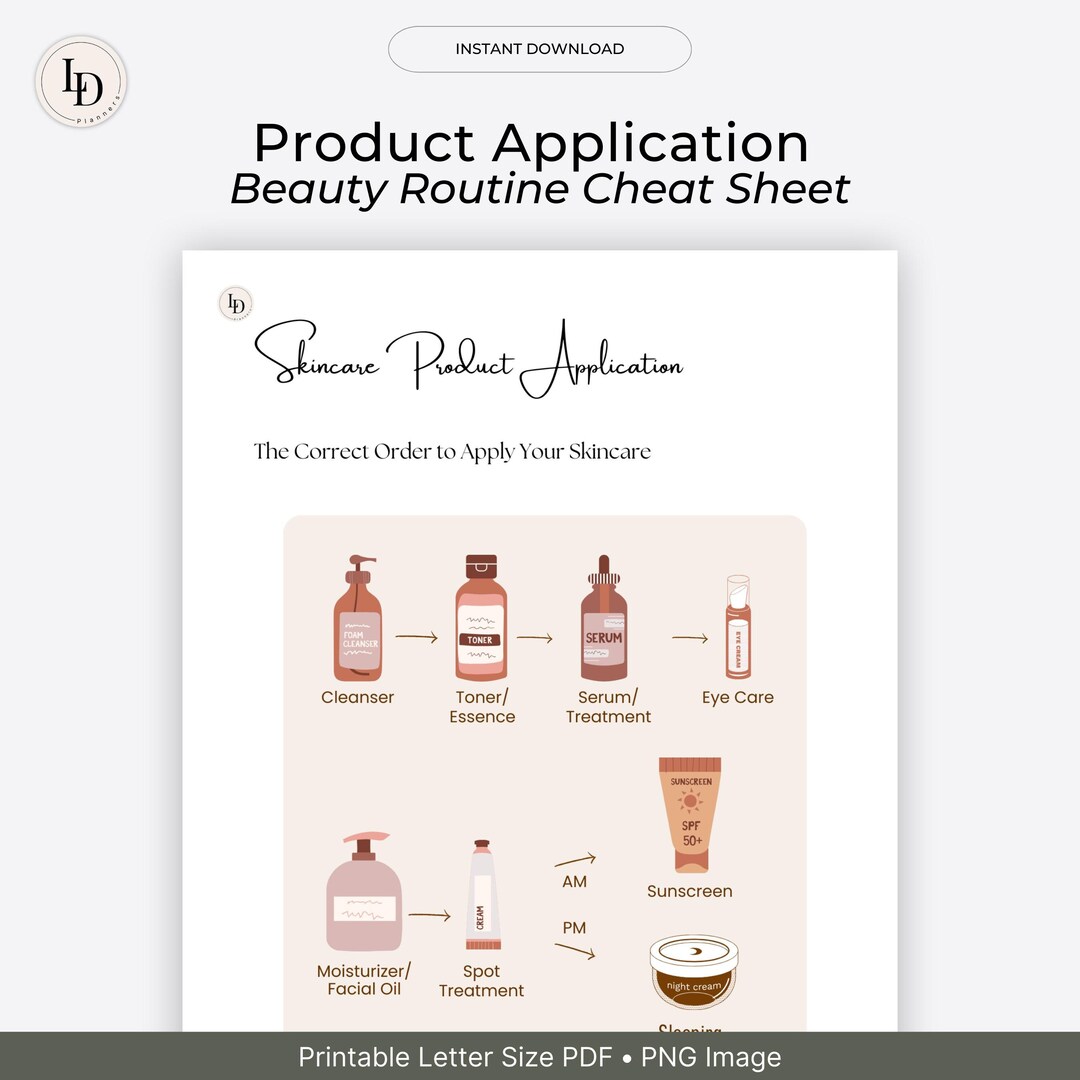 Skincare Application Guide: Beauty Routine Cheat Sheet (printable PDF ...