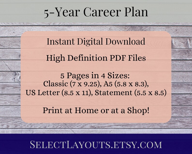 5-Year Career Plan Printable PDF Template | Etsy