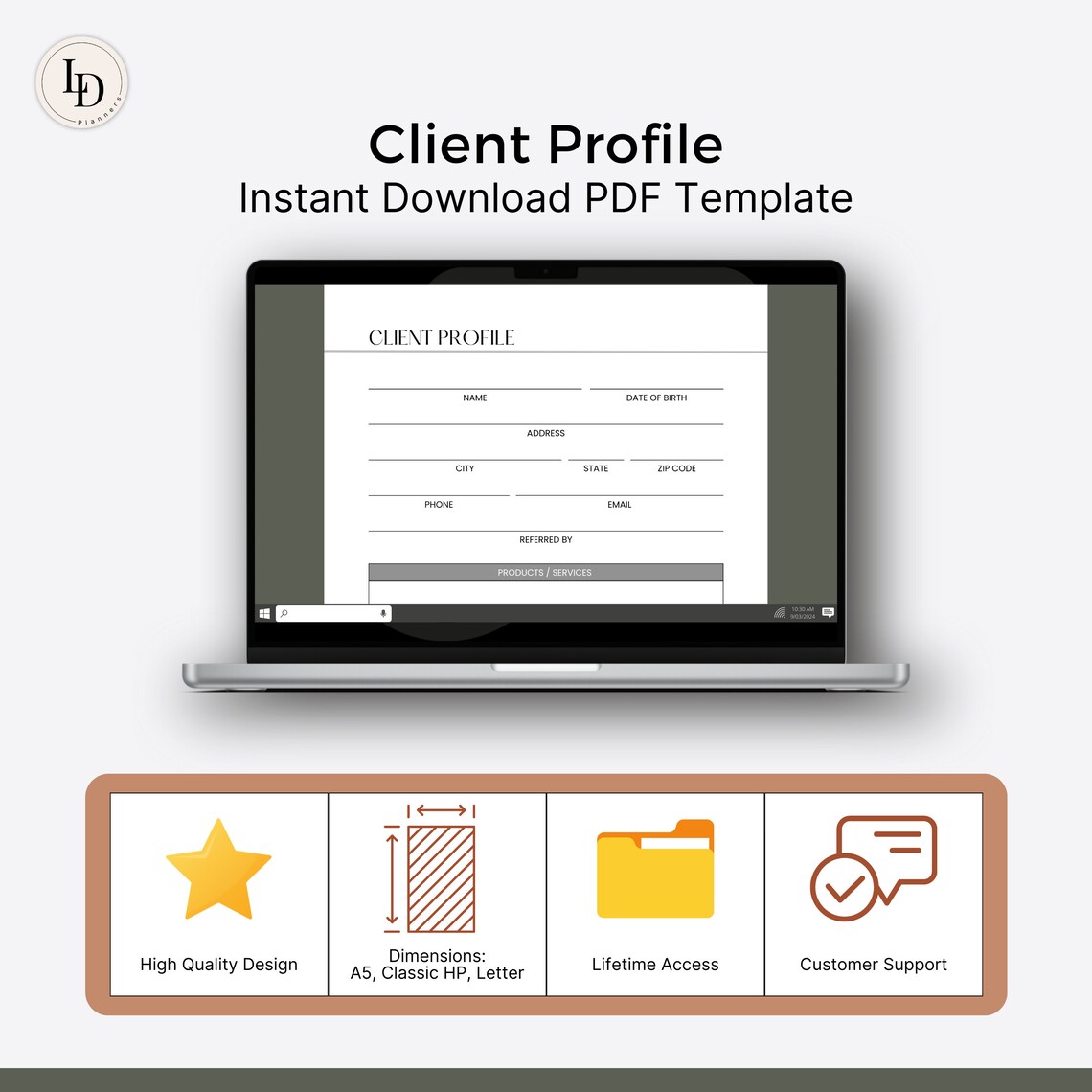 Client Profile Worksheet | Small Business CRM System | Digital Planner ...