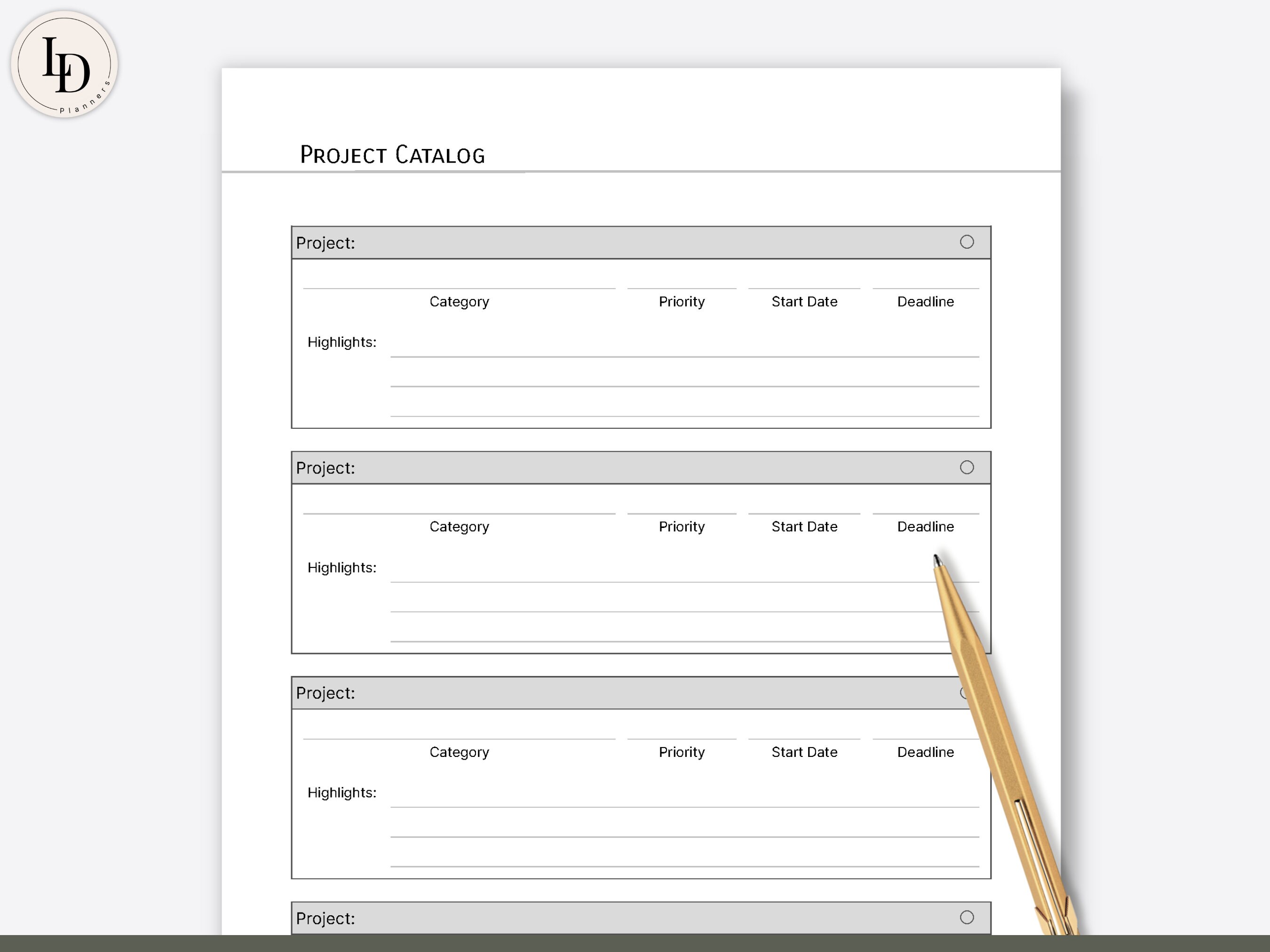 Project Catalog Summarized Project Tracker Productivity Planner Insert ...