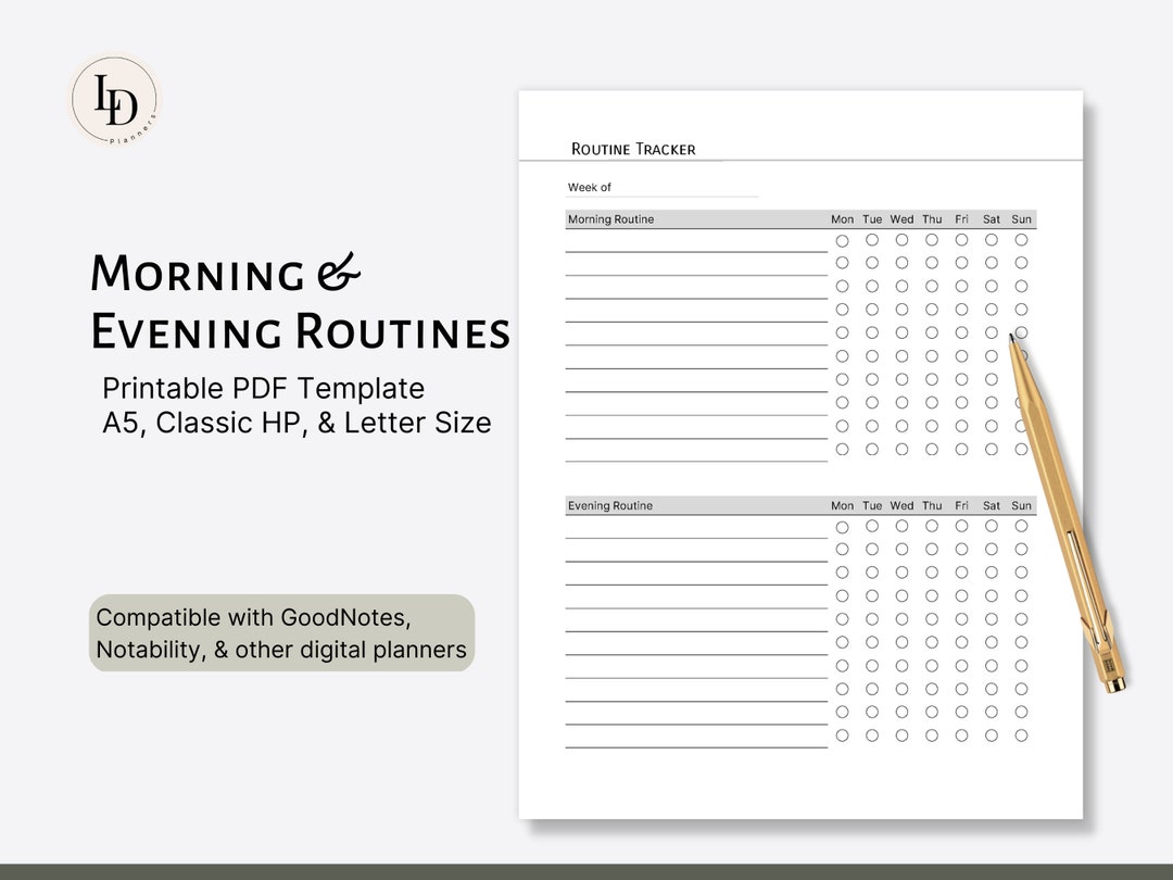 Morning & Evening Routine Intentional Planning Insert - Etsy