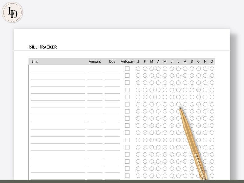 Bill Tracker, Financial Planner Insert (printable PDF Template) - Etsy