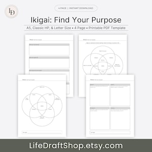 Ikigai Worksheet, Find Your Purpose: Personal & Professional ...