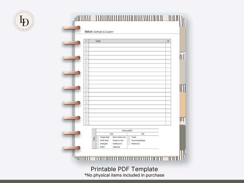 Inbox: Capture & Clarify, GTD Inspired Productivity Planner Inserts ...
