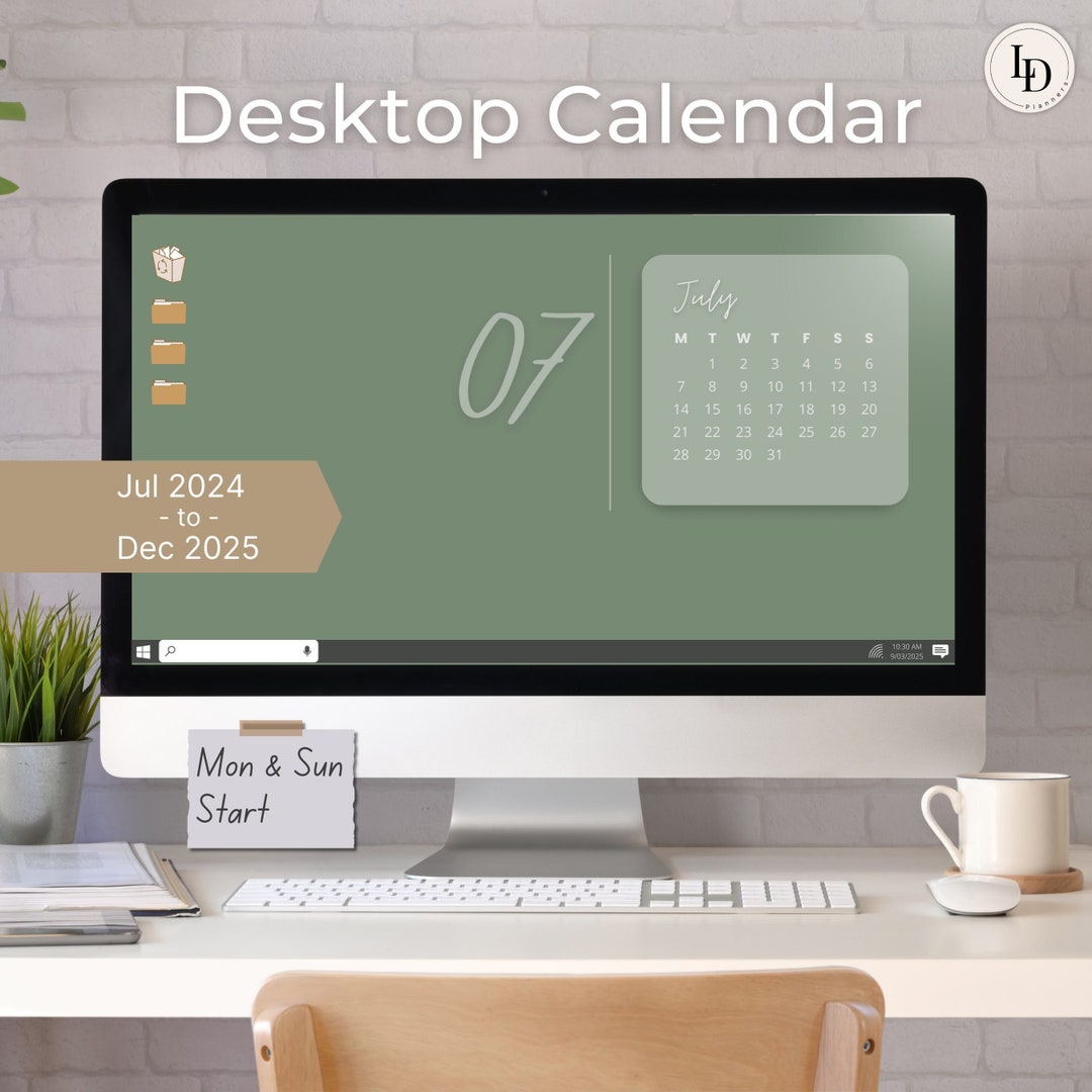 2024-2025 Green Desktop Wallpaper | Minimalist Monthly Calendar (monday ...