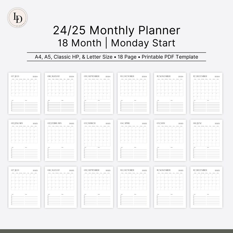 2025 Monthly Planner Insert, Dated 18 Months (jul 2024-dec 2025) 4 ...