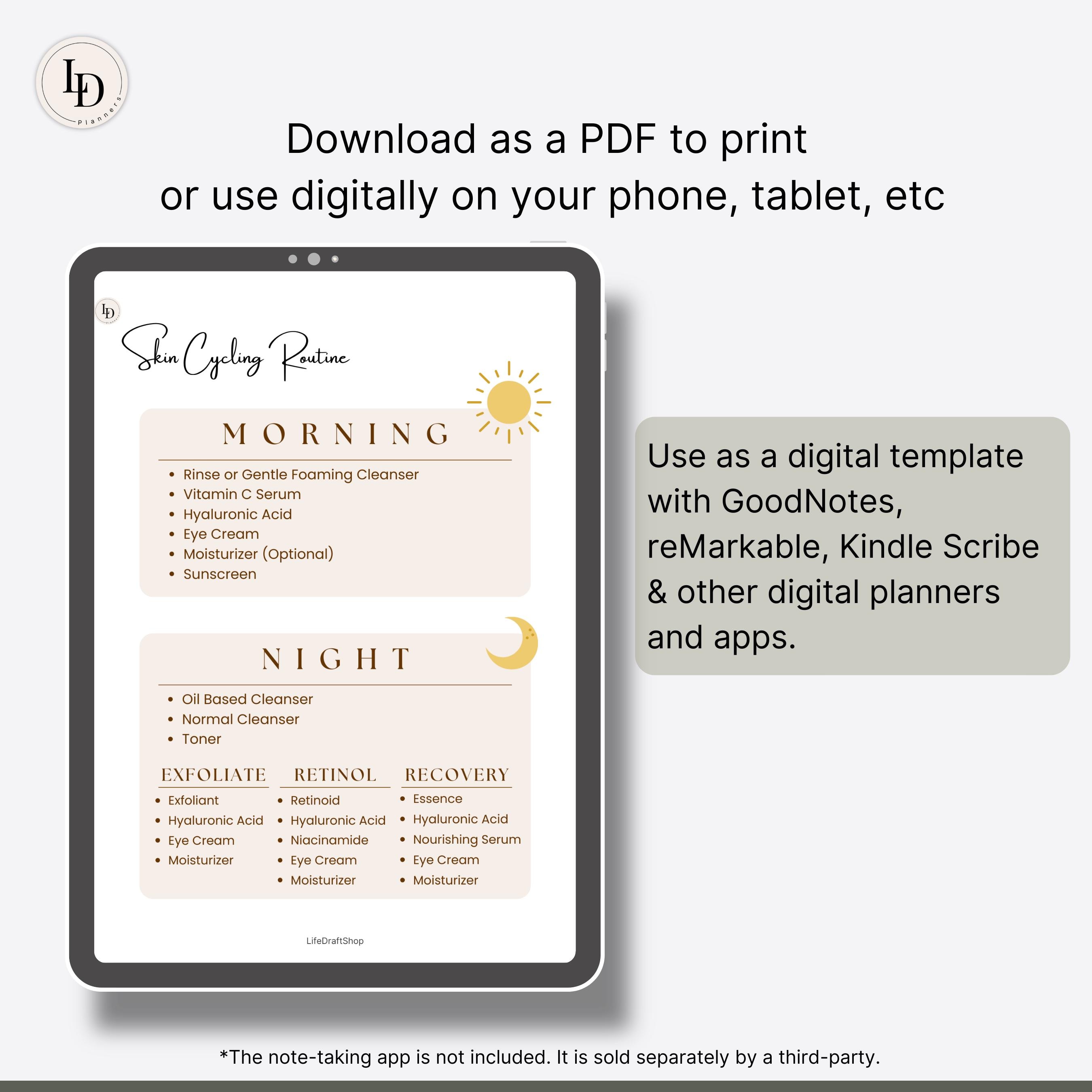 Skin Cycling Routine: Beauty Routine Cheat Sheet (printable PDF & PNG ...