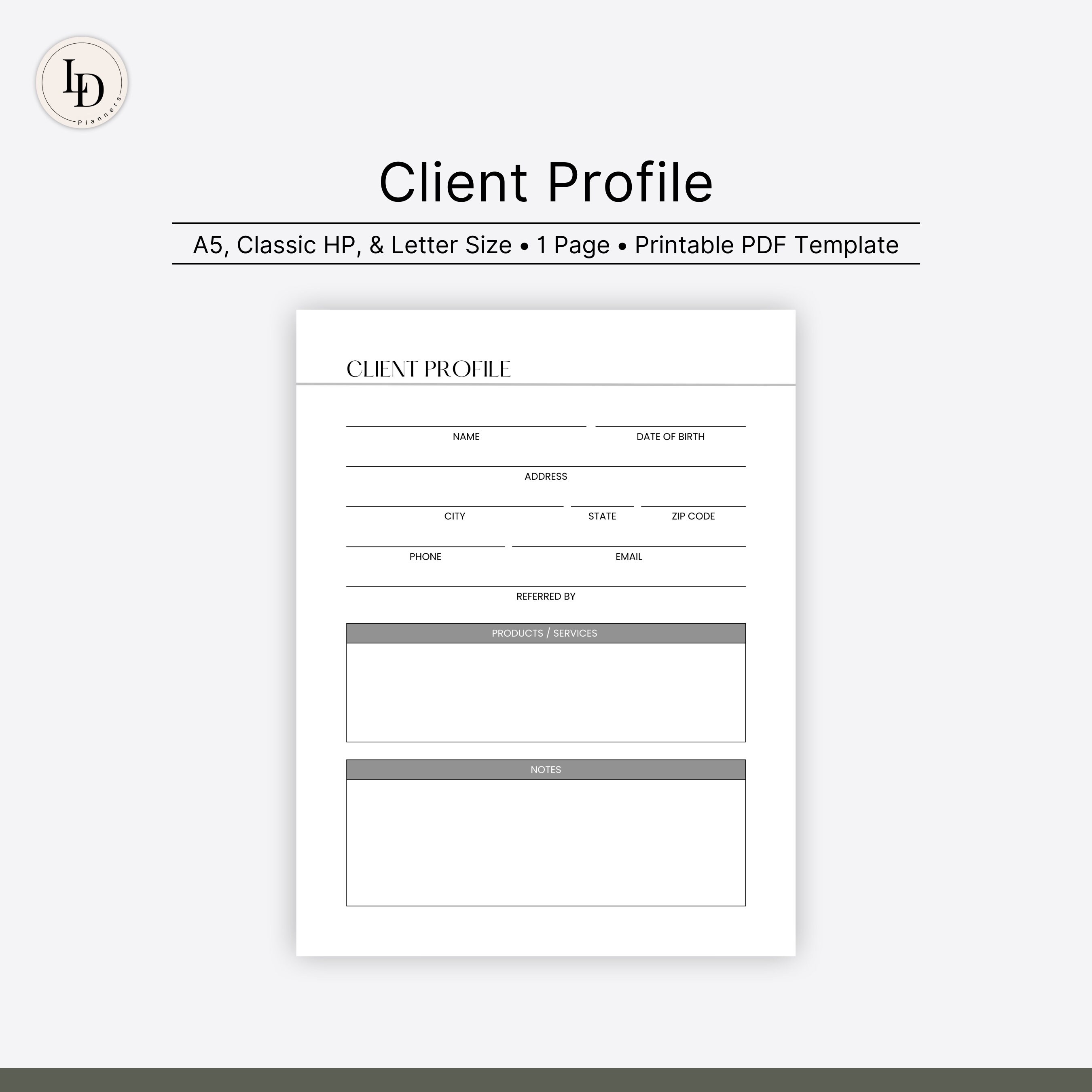 Client Profile Worksheet | Small Business CRM System | Digital Planner ...